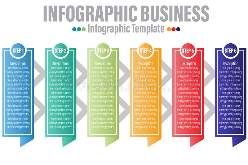 Timeline 6 Steps, Six 6 Option Shape Table Chart Elements with Steps ...