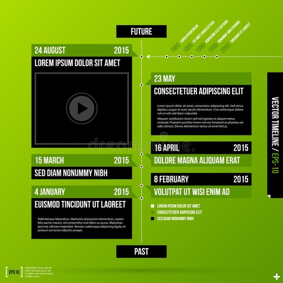 Timeline Template on Fresh Green Background Stock Vector - Illustration ...