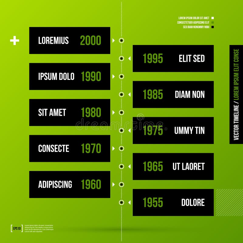 Timeline Template on Fresh Green Background Stock Vector - Illustration ...