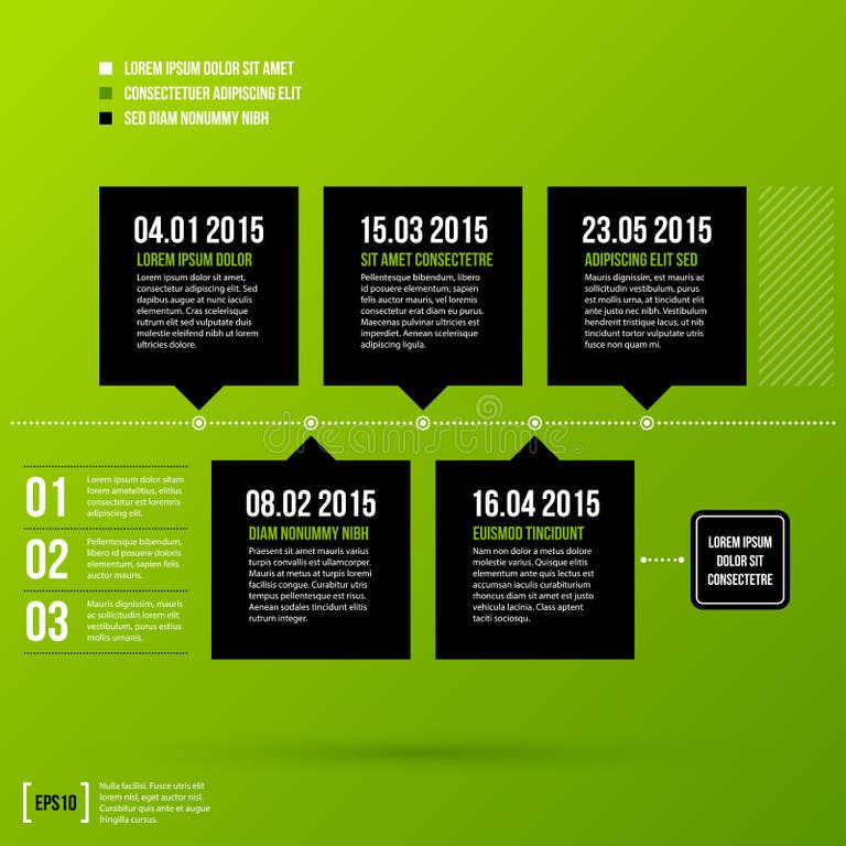 Timeline Template on Fresh Green Background Stock Vector - Illustration ...