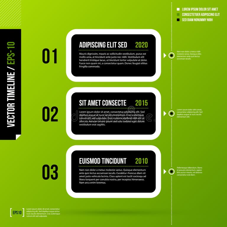 Timeline Template on Fresh Green Background Stock Vector - Illustration ...