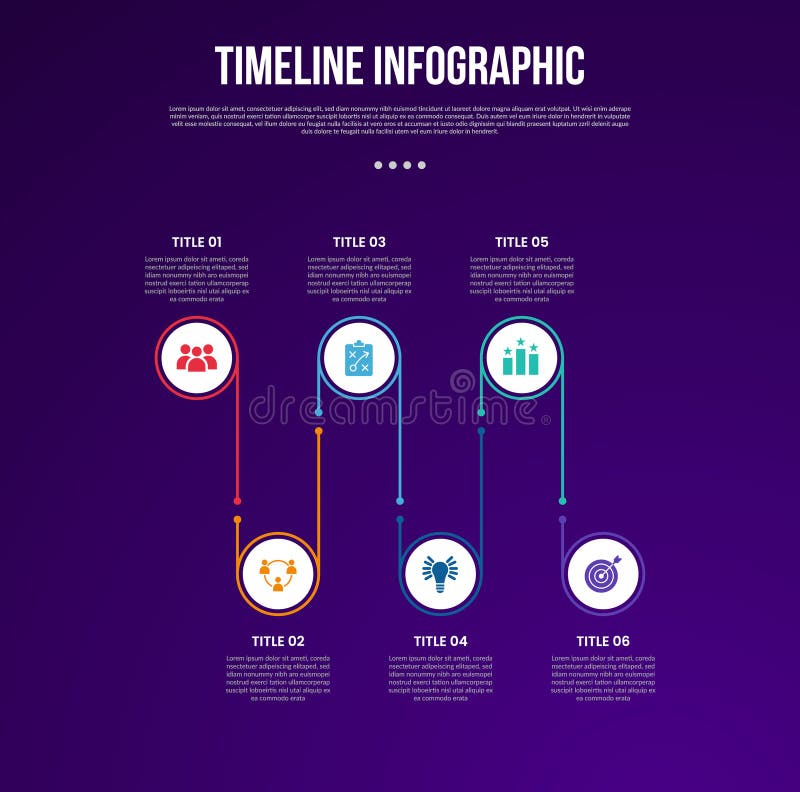 Timeline Template Infographic with Circle and Circular Line Up and Down ...