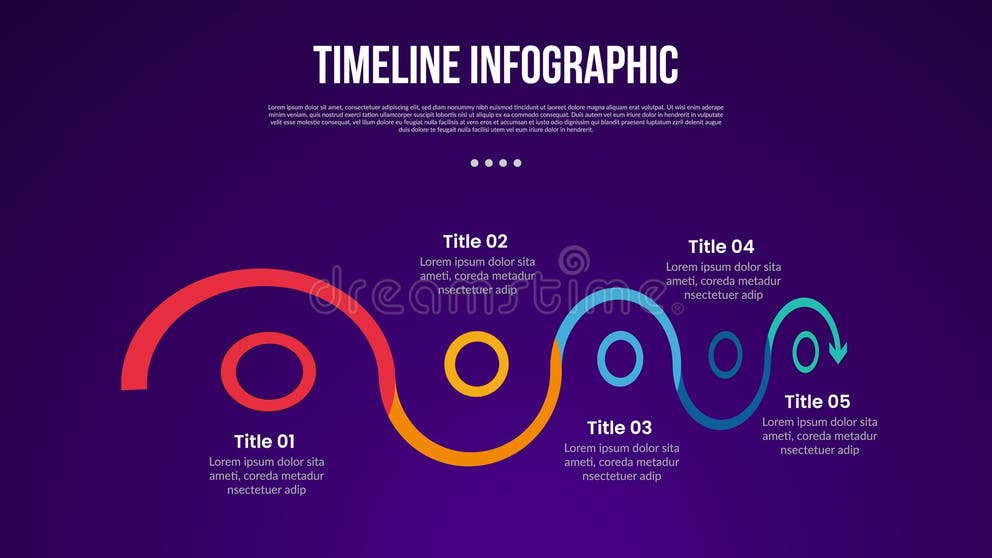 Timeline Template Infographic with Circle 3d Up and Down Wave with 4 ...