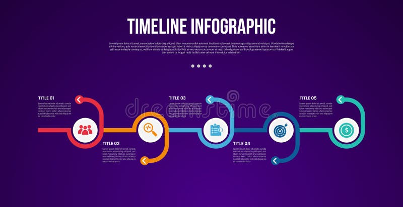 Timeline Template Infographic with Circle and Round Line Circular ...
