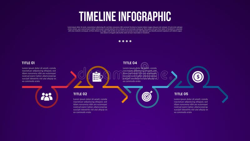 Timeline Template Infographic with Open Circle on Ribbon Line Up and ...