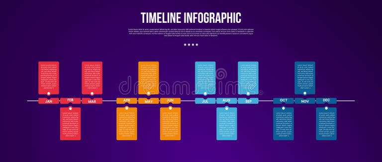 Timeline Template Infographic with Quarter Section Group with 12 Point ...