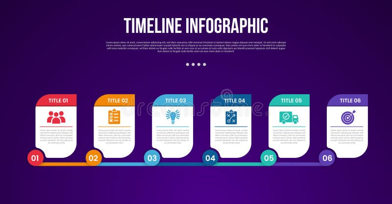 Timeline Template Infographic with Round Box Container with Circle Line ...