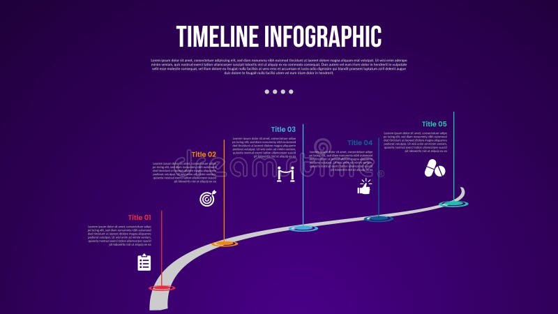 Timeline Template Infographic with Winding Roadway Path with Standing ...