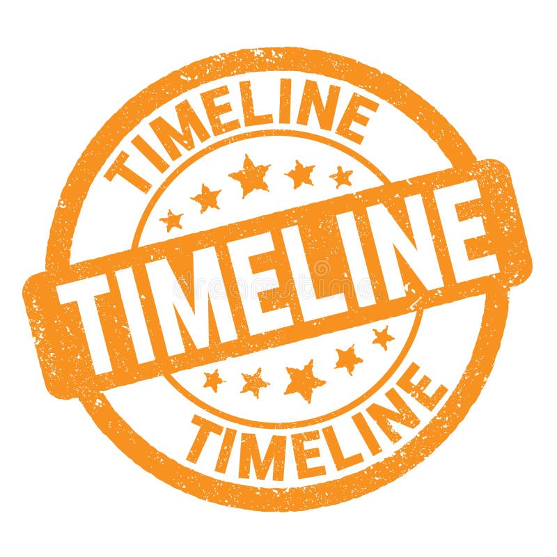 TIMELINE Text Written on Orange Round Stamp Sign Stock Illustration ...