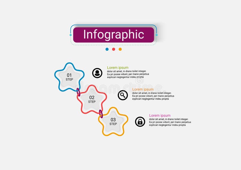 Timeline Three Steps Infographics Star Design Vector Template Stock ...
