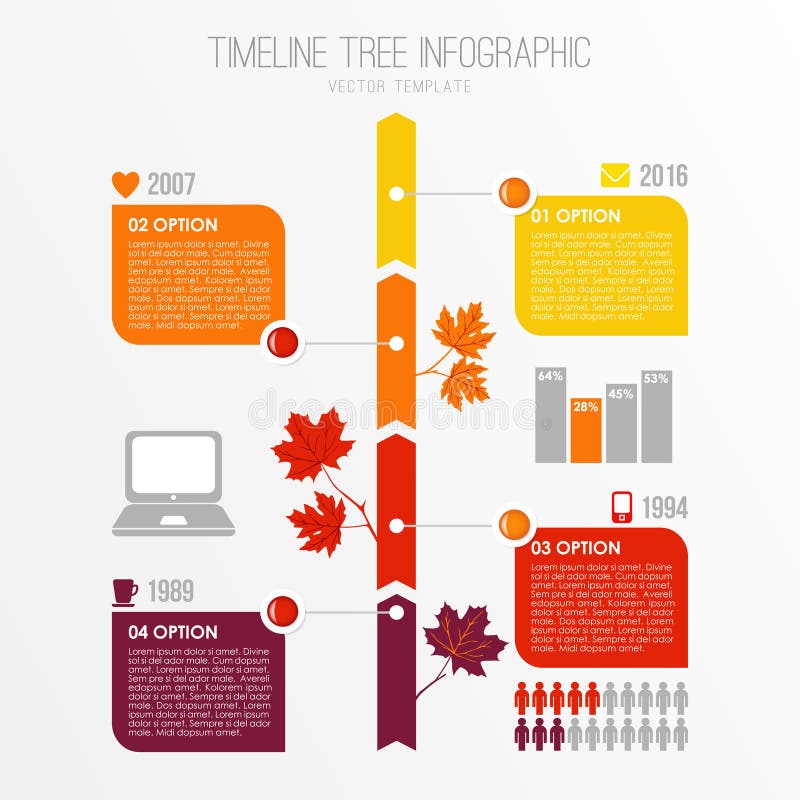 Timeline Tree Infographics Template, Eco Nature Design, Stock Vector ...