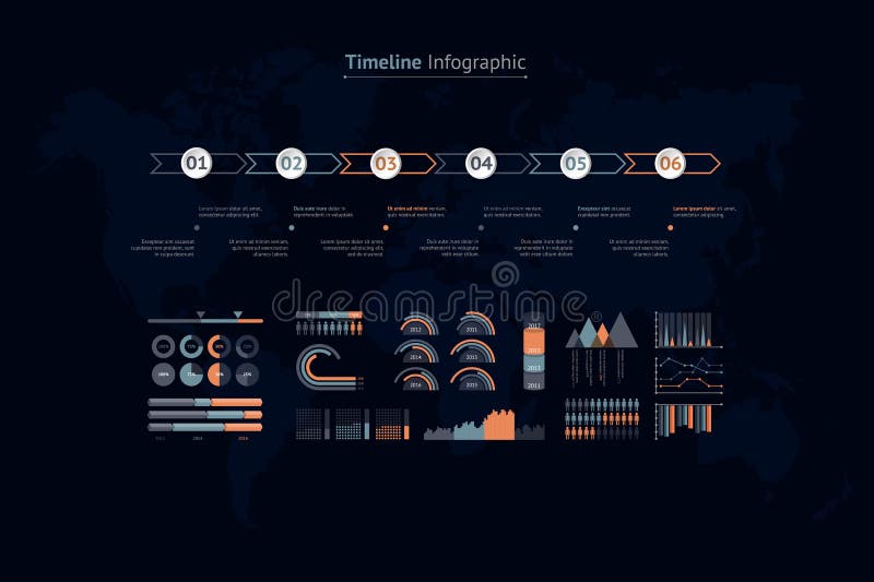 Timeline Vector Infographic. World Map Stock Illustration ...