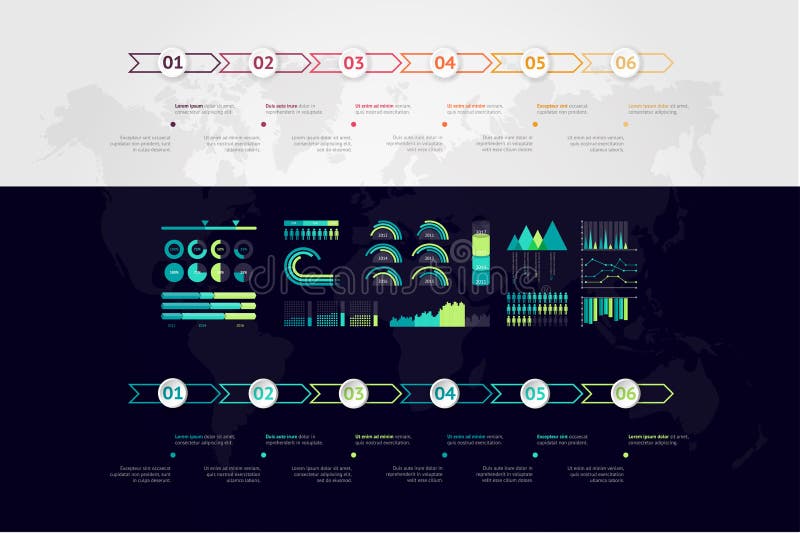 Timeline Vector Infographic. World Map Stock Vector - Illustration of ...