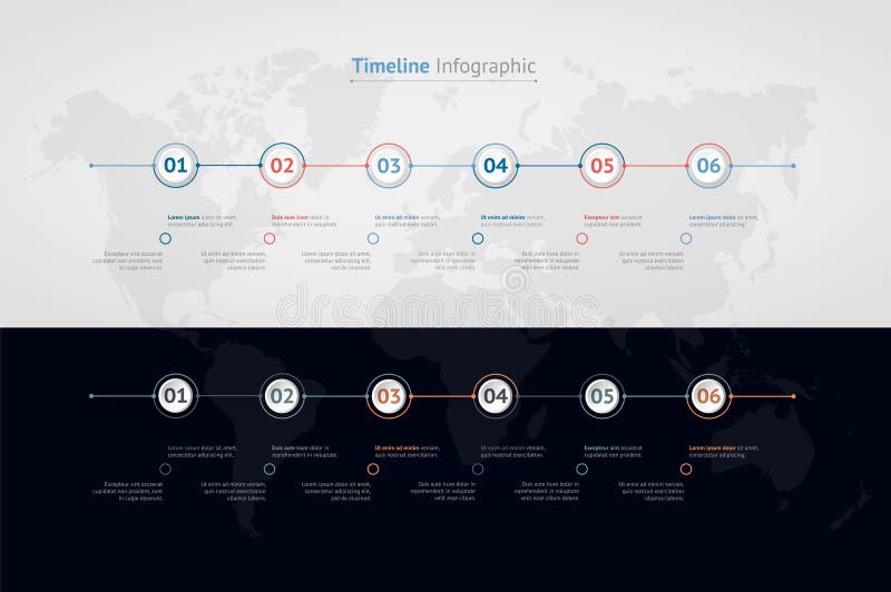Timeline Vector Infographic. World Map Stock Vector - Illustration of ...