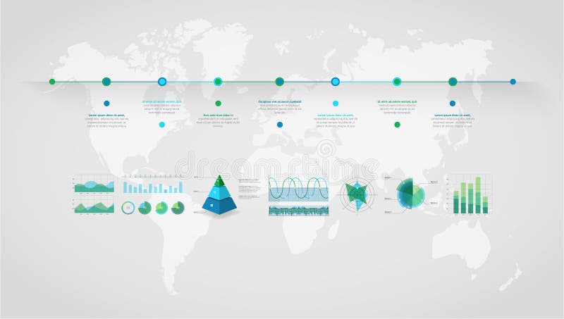 Timeline Vector Infographic. World Map Stock Illustration ...