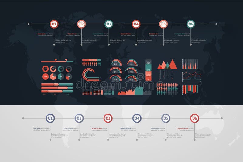 Timeline Vector Infographic. World Map Stock Illustration ...