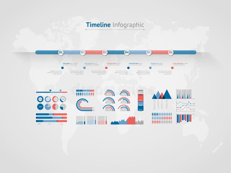 Timeline Vector Infographic. World Map Stock Vector - Illustration of ...