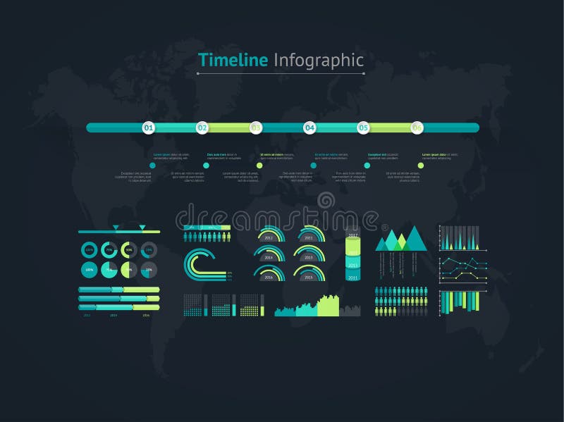Timeline Vector Infographic. World Map Stock Vector - Illustration of ...
