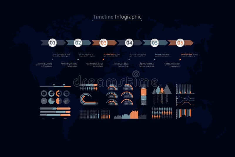 Timeline Vector Infographic. World Map Stock Illustration ...