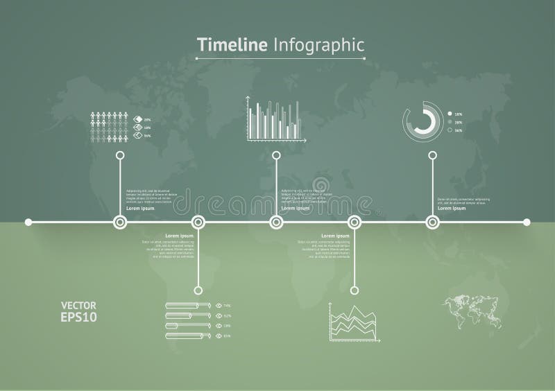 Timeline Vector Infographic. World Map Stock Vector - Illustration of ...