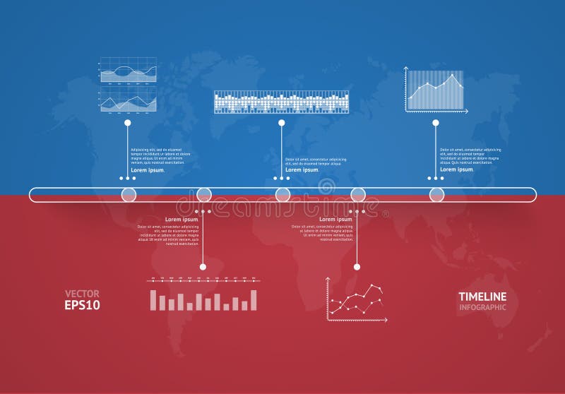 Timeline Vector Infographic. World Map Stock Vector - Illustration of ...
