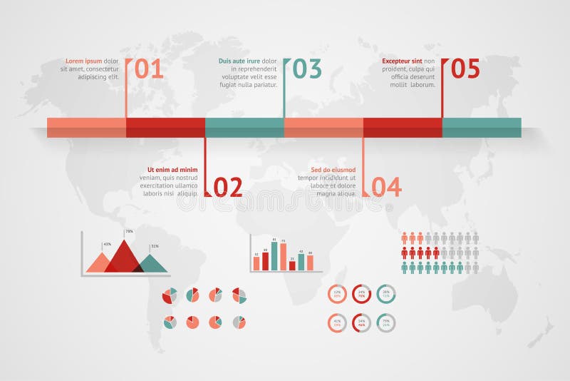Timeline Vector Infographic. World Map Stock Vector - Illustration of ...