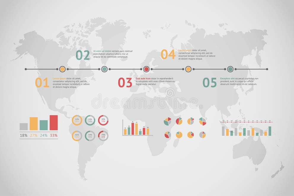 Timeline Vector Infographic. World Map Stock Vector - Illustration of ...