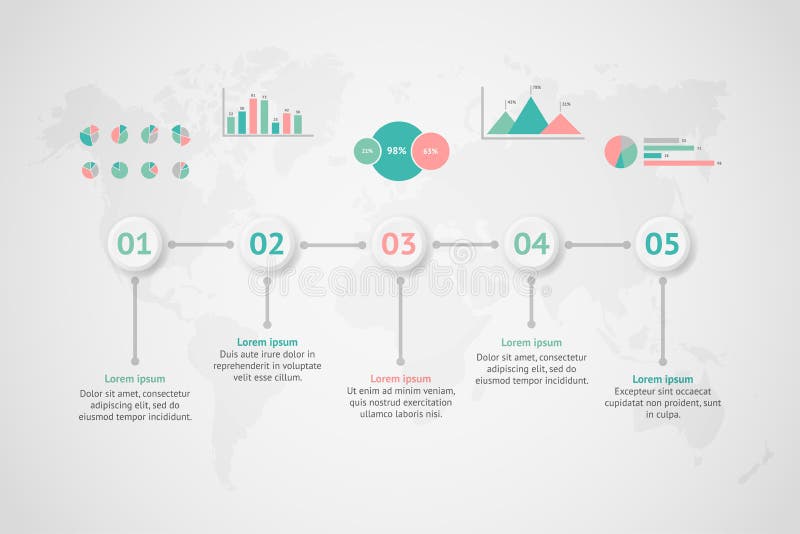 Timeline Vector Infographic. World Map Stock Vector - Illustration of ...