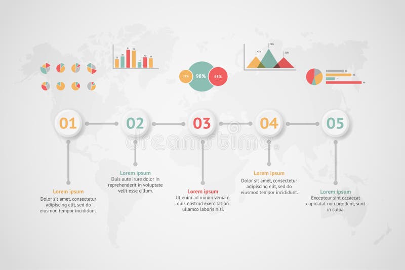 Timeline Vector Infographic. World Map Stock Vector - Illustration of ...