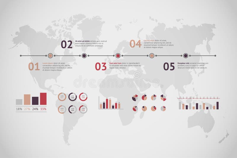 Timeline Vector Infographic. World Map Stock Vector - Illustration of ...