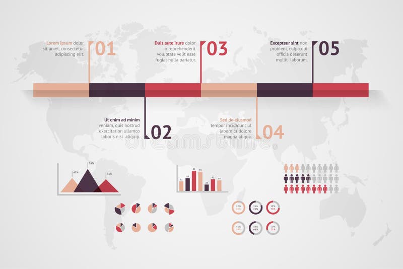 Timeline Vector Infographic. World Map Stock Vector - Illustration of ...