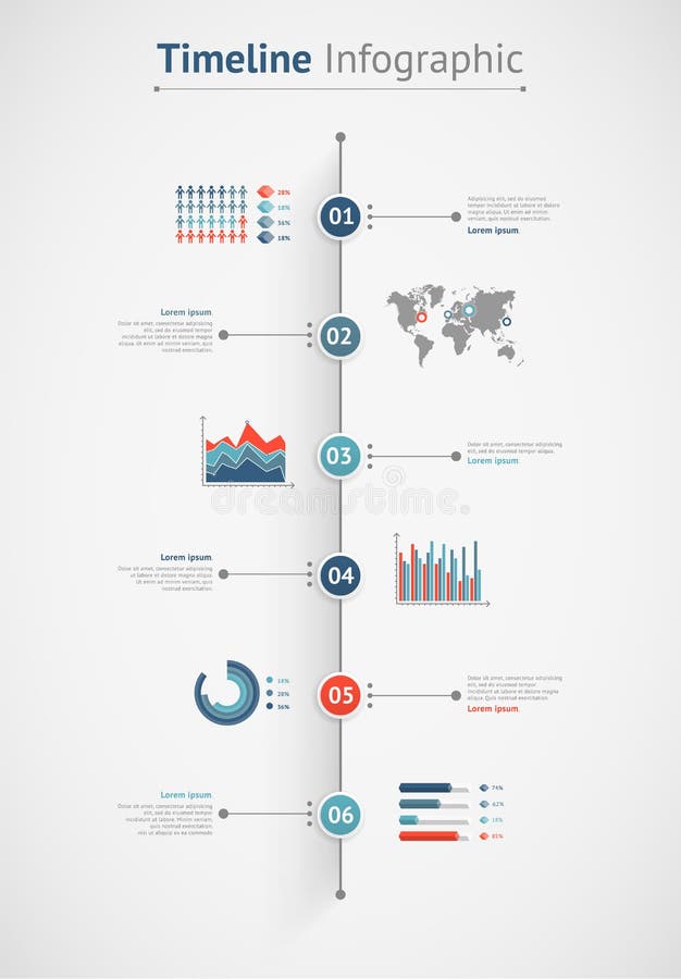 Timeline Vector Infographic. World Map Stock Vector - Illustration of ...
