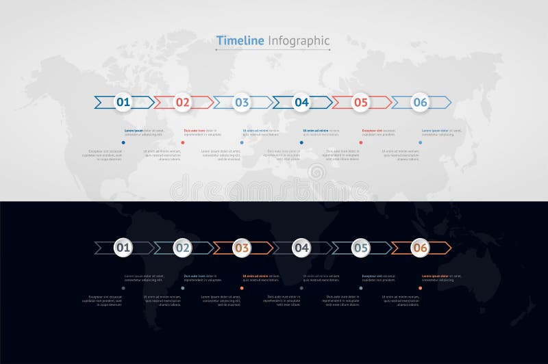 Timeline Vector Infographic. World Map Stock Vector - Illustration of ...