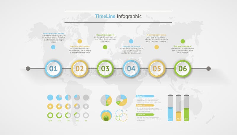 Timeline Vector Infographic. World Map Stock Illustration ...