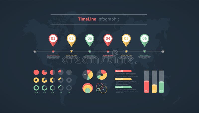Timeline Vector Infographic. World Map Stock Illustration ...