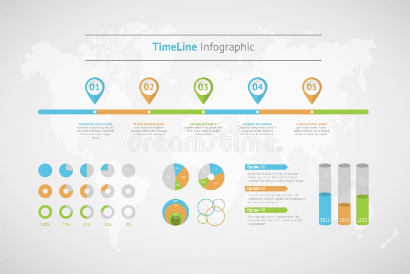 Timeline Vector Infographic. World Map Stock Illustration ...