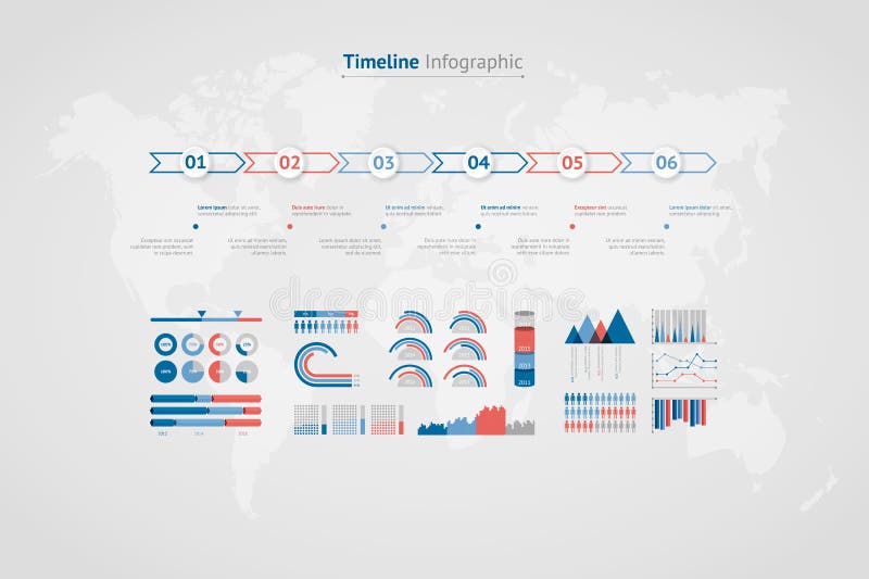 Timeline Vector Infographic. World Map Stock Vector - Illustration of ...