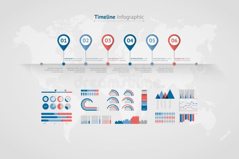 Timeline Vector Infographic. World Map Stock Illustration ...