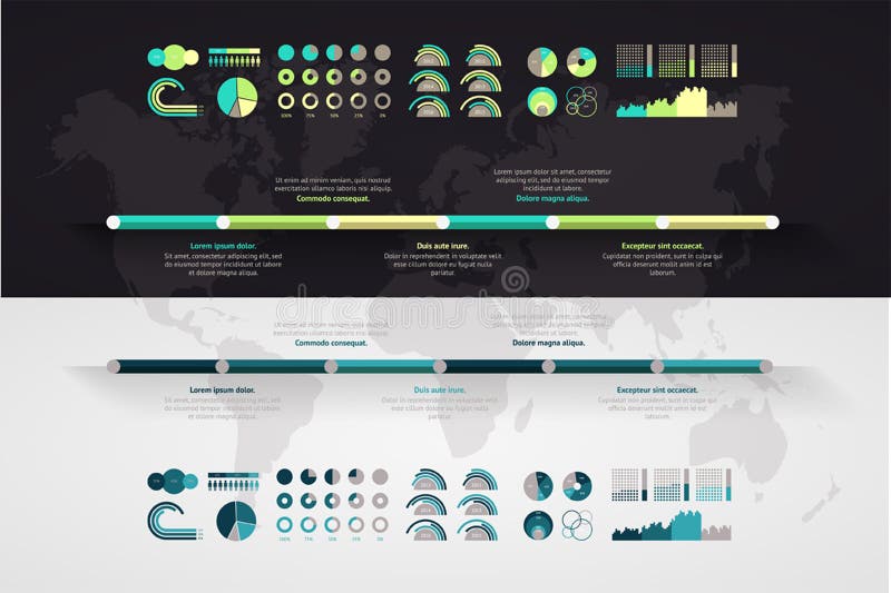 Timeline Vector Infographic. World Map Stock Vector - Illustration of ...