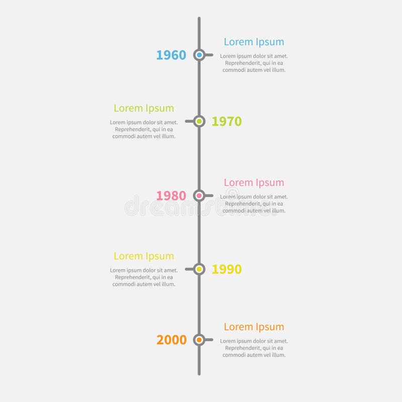 Timeline Vertical Infographic with Color Text. Template. Flat Design ...
