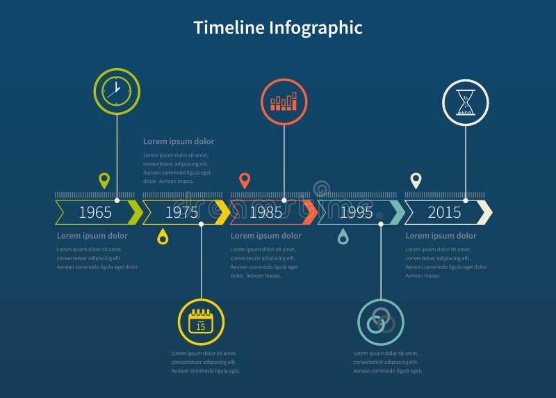 Timelinedesignmall Med Symboler Och Diagram Vektor Illustrationer ...