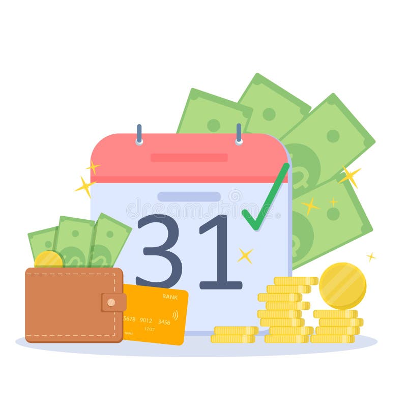 Timely Payment. Isolated on a White Background in a Flat Style Stock ...