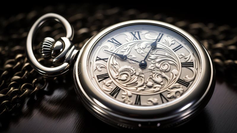 Timepiece antique silver stock illustration. Illustration of floral ...