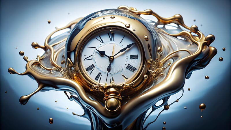 A Timepiece with Liquid Numbers Dripping Down the Face Stock Photo ...