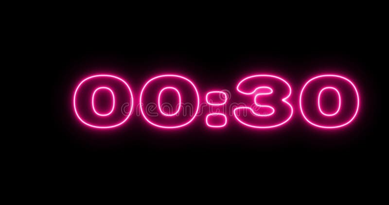 Timer. Animated Countdown 1 Minute To Zero with Glowing Neon Numbers ...