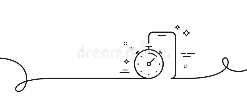Timer App Line Icon. Stopwatch Time Sign. Continuous Line with Curl ...