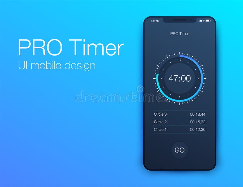 Timer Application Ui Design Concept Stock Vector Stock Vector