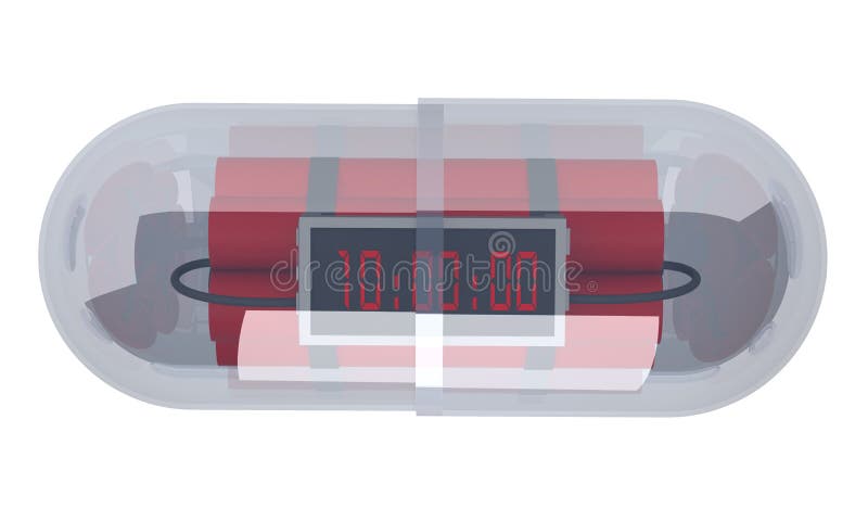 Timer Bomb Inside Capsule Pill 3d Rendering Stock Illustration ...