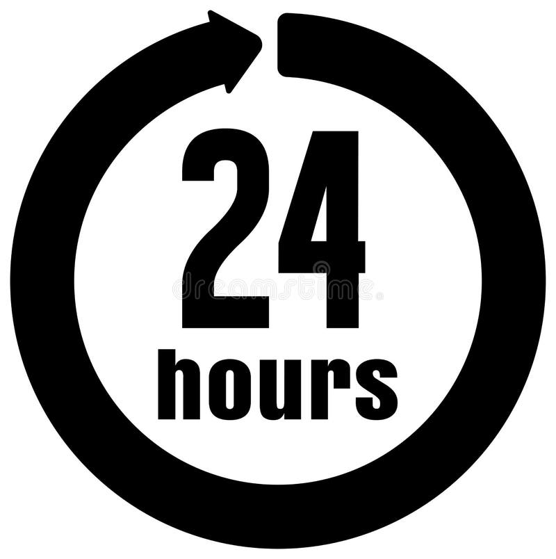 Timer, Clock Icon Illustration 24 Hours Stock Vector - Illustration of ...