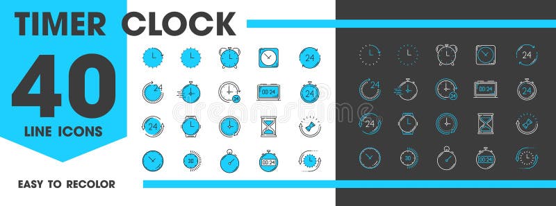 Clock Line Icons stock vector. Illustration of planning - 152938252